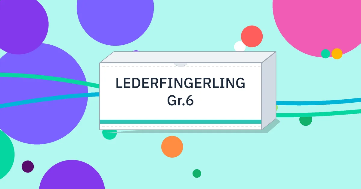 Symbolbild: Packung mit der Aufschrift LEDERFINGERLING Gr.6 (PZN 03055214) – Verfügbarkeit und Bezug in Apotheken in Frankfurt am Main