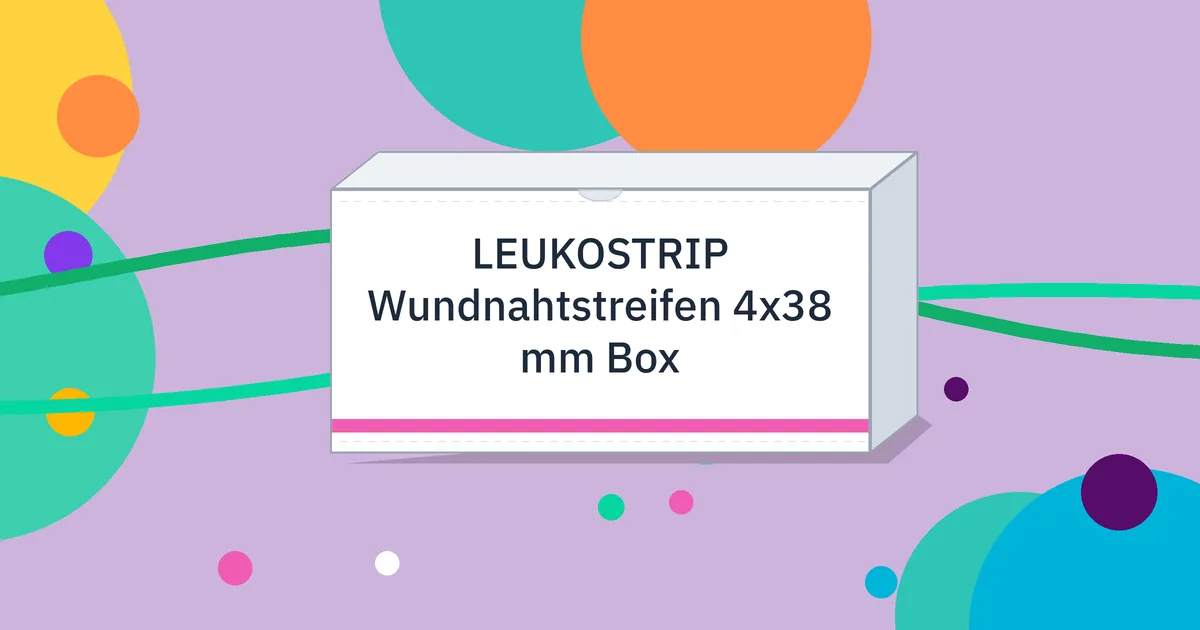 Symbolbild: Packung mit der Aufschrift LEUKOSTRIP Wundnahtstreifen 4x38 mm Box (PZN 19701627) – Verfügbarkeit und Bezug in Apotheken in Frankfurt am Main