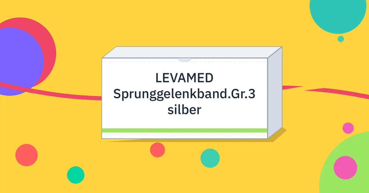 Symbolbild: Packung mit der Aufschrift LEVAMED Sprunggelenkband.Gr.3 silber (PZN 15315287) – Verfügbarkeit und Bezug in Apotheken in Frankfurt am Main