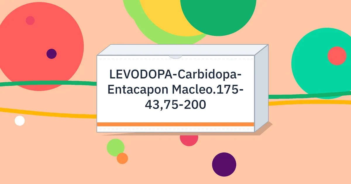 Symbolbild: Packung mit der Aufschrift LEVODOPA-Carbidopa-Entacapon Macleo.175-43,75-200 (PZN 18327233) – Verfügbarkeit und Bezug in Apotheken in Frankfurt am Main