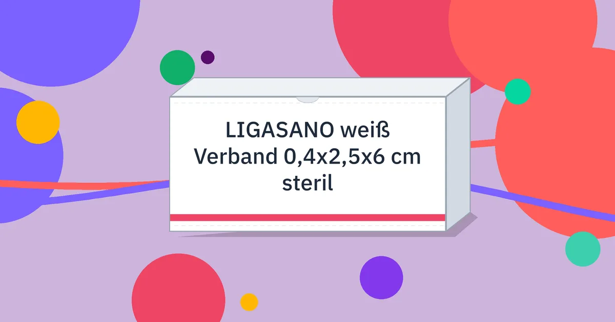Symbolbild: Packung mit der Aufschrift LIGASANO weiß Verband 0,4x2,5x6 cm steril (PZN 20363621) – Verfügbarkeit und Bezug in Apotheken in Frankfurt am Main