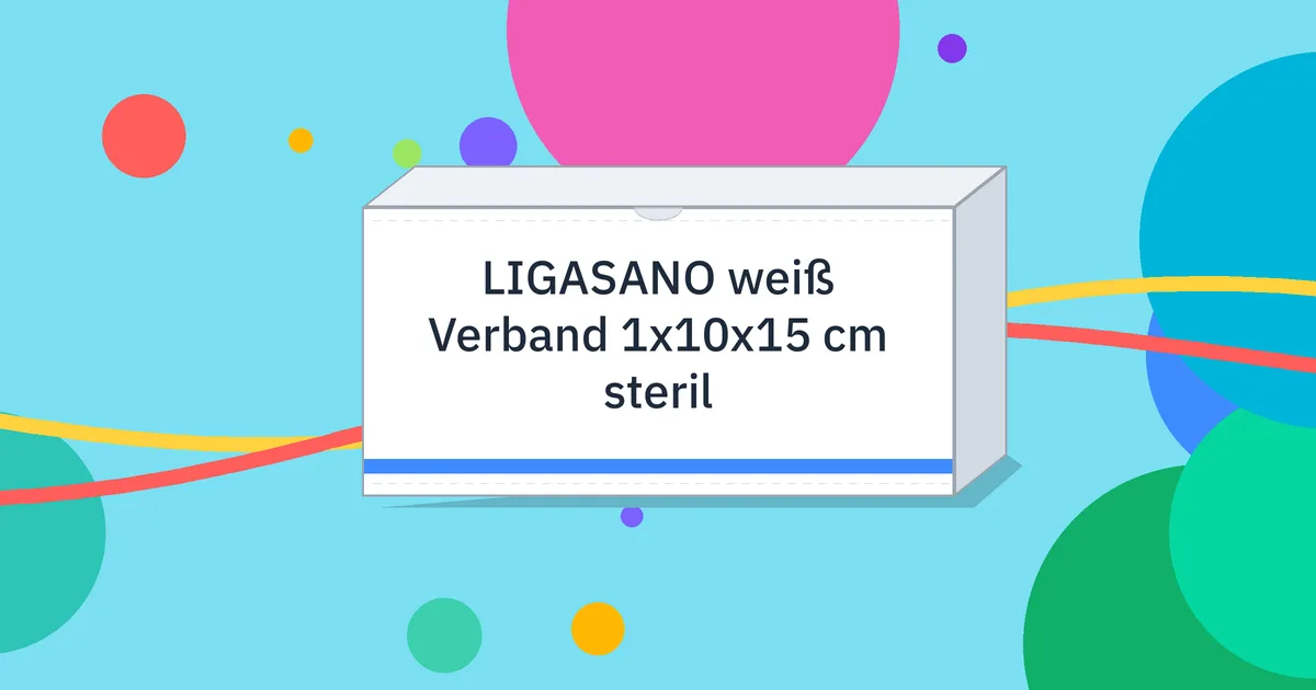 Symbolbild: Packung mit der Aufschrift LIGASANO weiß Verband 1x10x15 cm steril (PZN 20363615) – Verfügbarkeit und Bezug in Apotheken in Frankfurt am Main