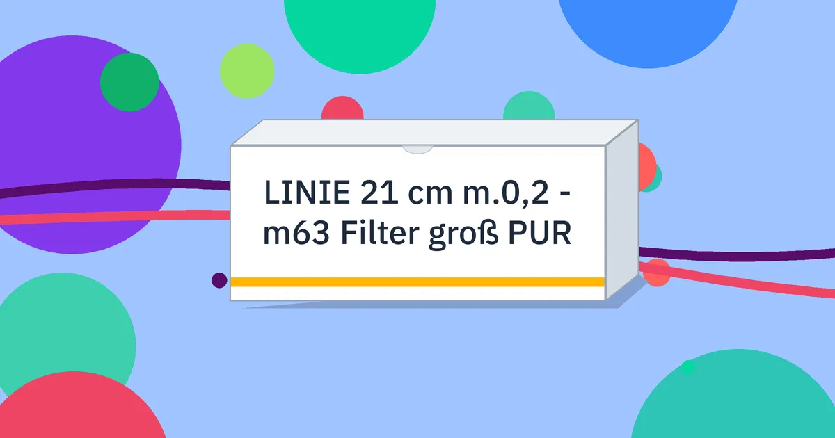 Symbolbild: Packung mit der Aufschrift LINIE 21 cm m.0,2 -m63 Filter groß PUR (PZN 18796620) – Verfügbarkeit und Bezug in Apotheken in Frankfurt am Main