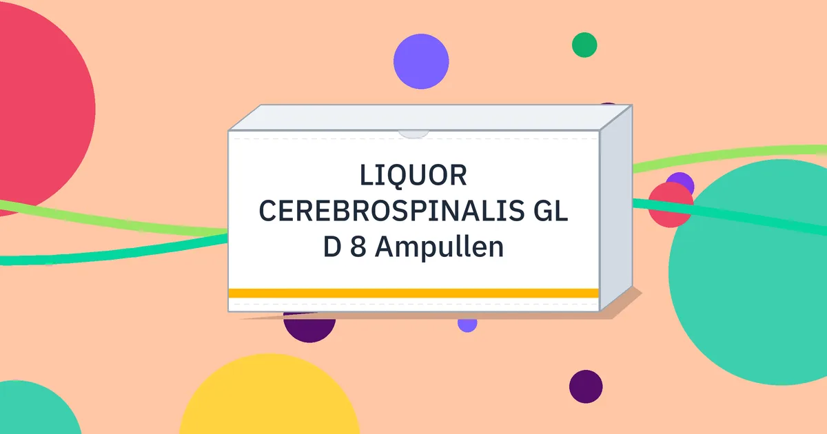 Symbolbild: Packung mit der Aufschrift LIQUOR CEREBROSPINALIS GL D 8 Ampullen (PZN 02882501) – Verfügbarkeit und Bezug in Apotheken in Frankfurt am Main