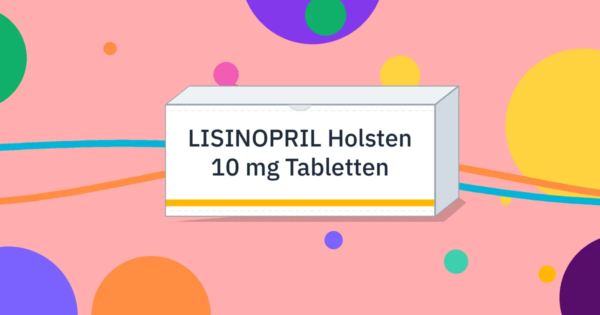 Symbolbild: Packung mit der Aufschrift LISINOPRIL Holsten 10 mg Tabletten (PZN 17258719) – Verfügbarkeit und Bezug in Apotheken in Frankfurt am Main