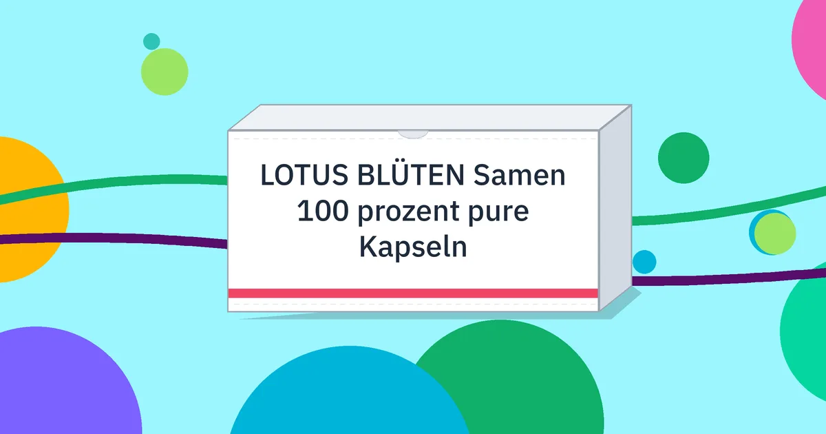 Symbolbild: Packung mit der Aufschrift LOTUS BLÜTEN Samen 100 prozent pure Kapseln (PZN 17629015) – Verfügbarkeit und Bezug in Apotheken in Frankfurt am Main