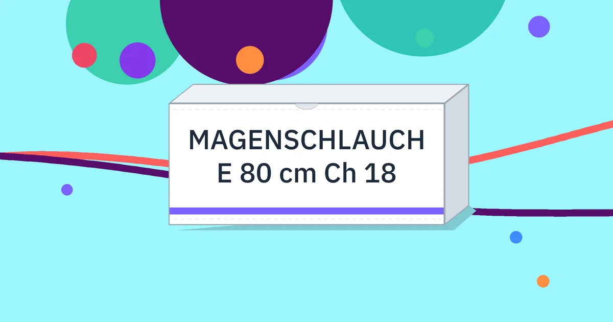 Symbolbild: Packung mit der Aufschrift MAGENSCHLAUCH E 80 cm Ch 18 (PZN 02442179) – Verfügbarkeit und Bezug in Apotheken in Frankfurt am Main