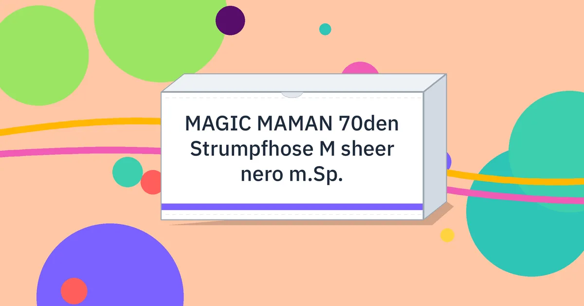 Symbolbild: Packung mit der Aufschrift MAGIC MAMAN 70den Strumpfhose M sheer nero m.Sp. (PZN 16190468) – Verfügbarkeit und Bezug in Apotheken in Frankfurt am Main