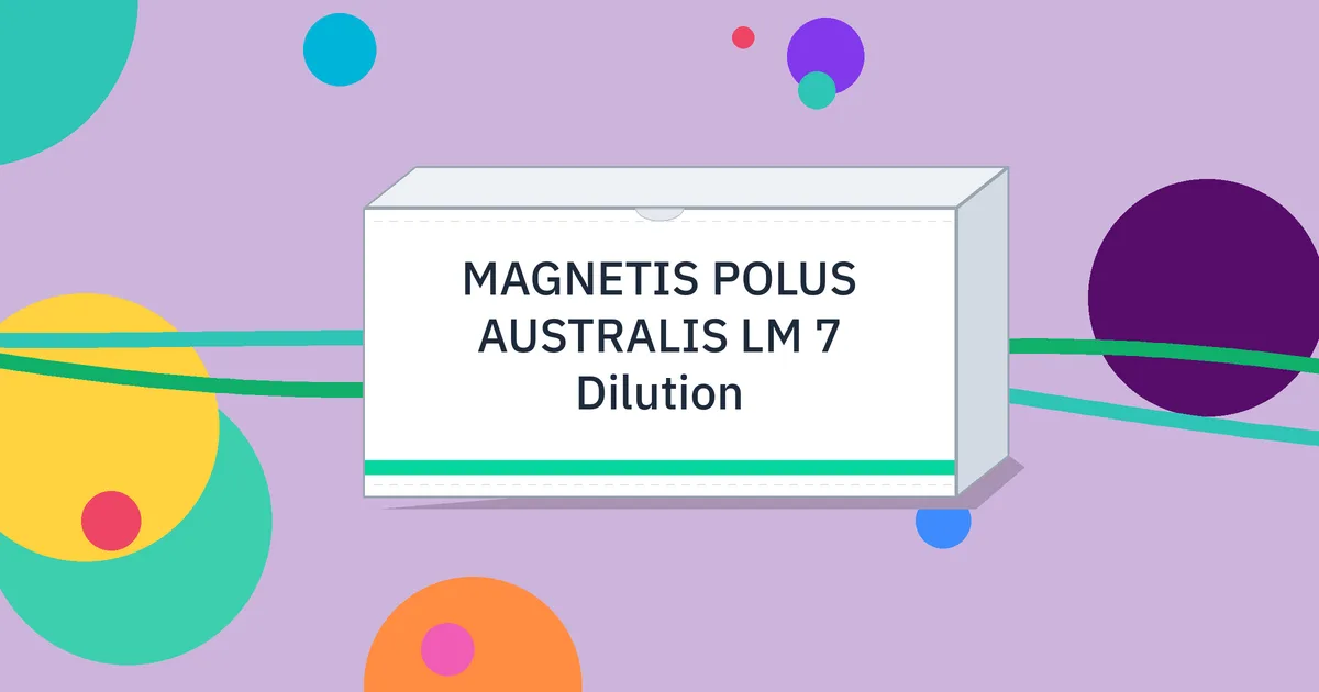 Symbolbild: Packung mit der Aufschrift MAGNETIS POLUS AUSTRALIS LM 7 Dilution (PZN 12941357) – Verfügbarkeit und Bezug in Apotheken in Frankfurt am Main