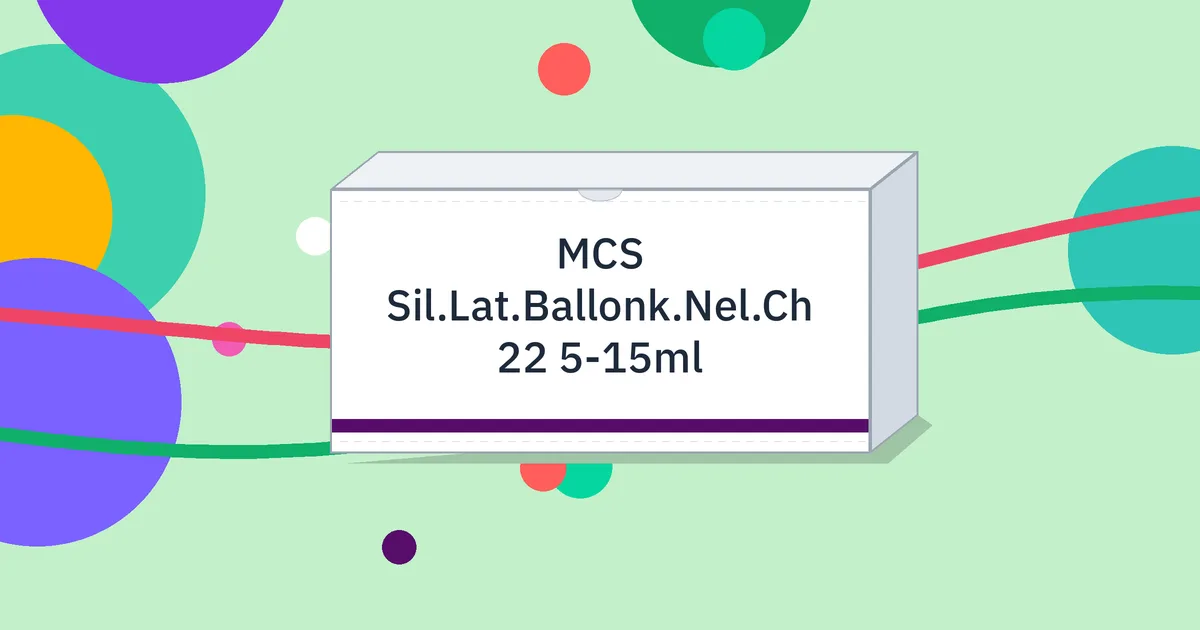 Symbolbild: Packung mit der Aufschrift MCS Sil.Lat.Ballonk.Nel.Ch 22 5-15ml (PZN 04797515) – Verfügbarkeit und Bezug in Apotheken in Frankfurt am Main