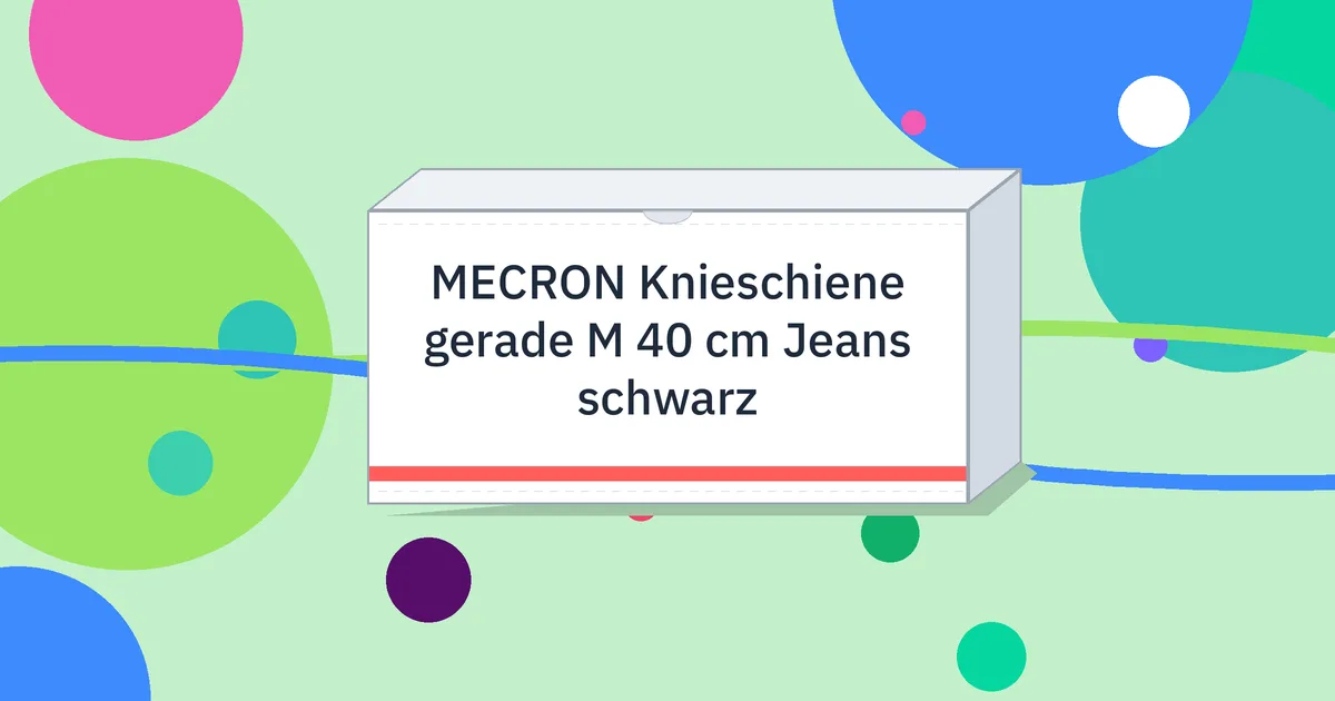 Symbolbild: Packung mit der Aufschrift MECRON Knieschiene gerade M 40 cm Jeans schwarz (PZN 02904616) – Verfügbarkeit und Bezug in Apotheken in Frankfurt am Main