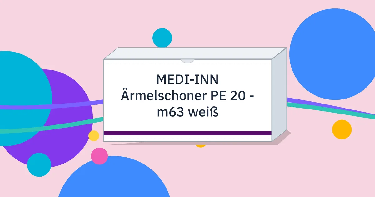 Symbolbild: Packung mit der Aufschrift MEDI-INN Ärmelschoner PE 20 -m63 weiß (PZN 07110217) – Verfügbarkeit und Bezug in Apotheken in Frankfurt am Main