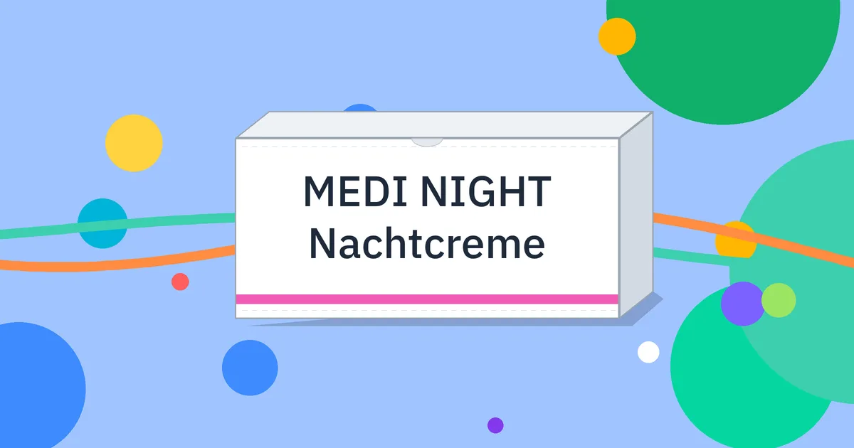 Symbolbild: Packung mit der Aufschrift MEDI NIGHT Nachtcreme (PZN 18074447) – Verfügbarkeit und Bezug in Apotheken in Frankfurt am Main