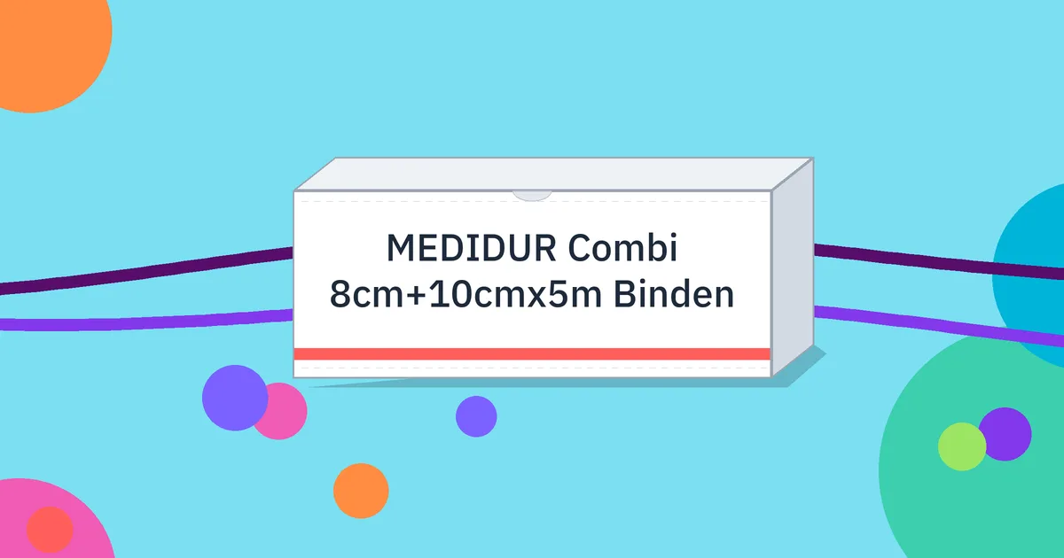Symbolbild: Packung mit der Aufschrift MEDIDUR Combi 8cm+10cmx5m Binden (PZN 04480273) – Verfügbarkeit und Bezug in Apotheken in Frankfurt am Main