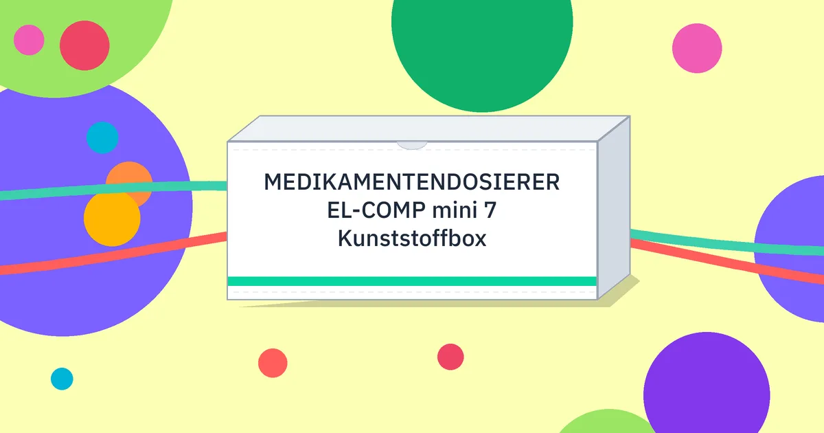 Symbolbild: Packung mit der Aufschrift MEDIKAMENTENDOSIERER EL-COMP mini 7 Kunststoffbox (PZN 00523488) – Verfügbarkeit und Bezug in Apotheken in Frankfurt am Main