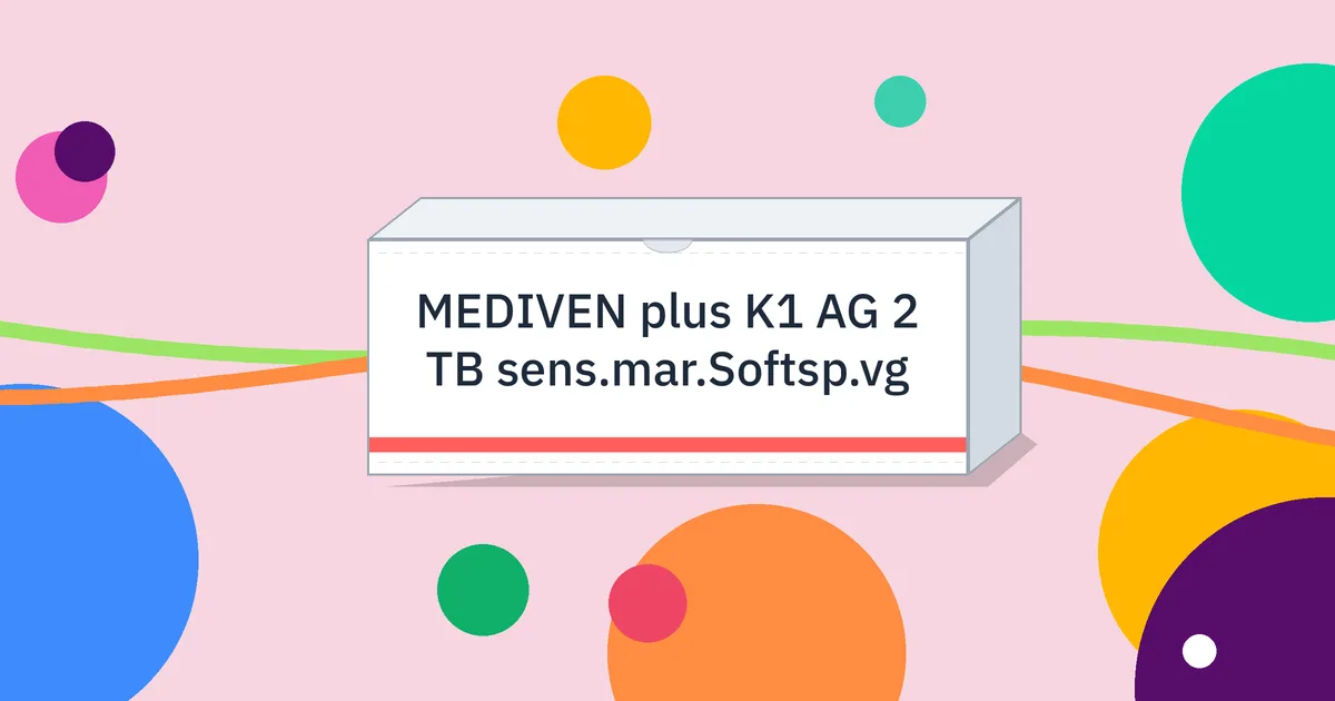 Symbolbild: Packung mit der Aufschrift MEDIVEN plus K1 AG 2 TB sens.mar.Softsp.vg (PZN 15063420) – Verfügbarkeit und Bezug in Apotheken in Frankfurt am Main