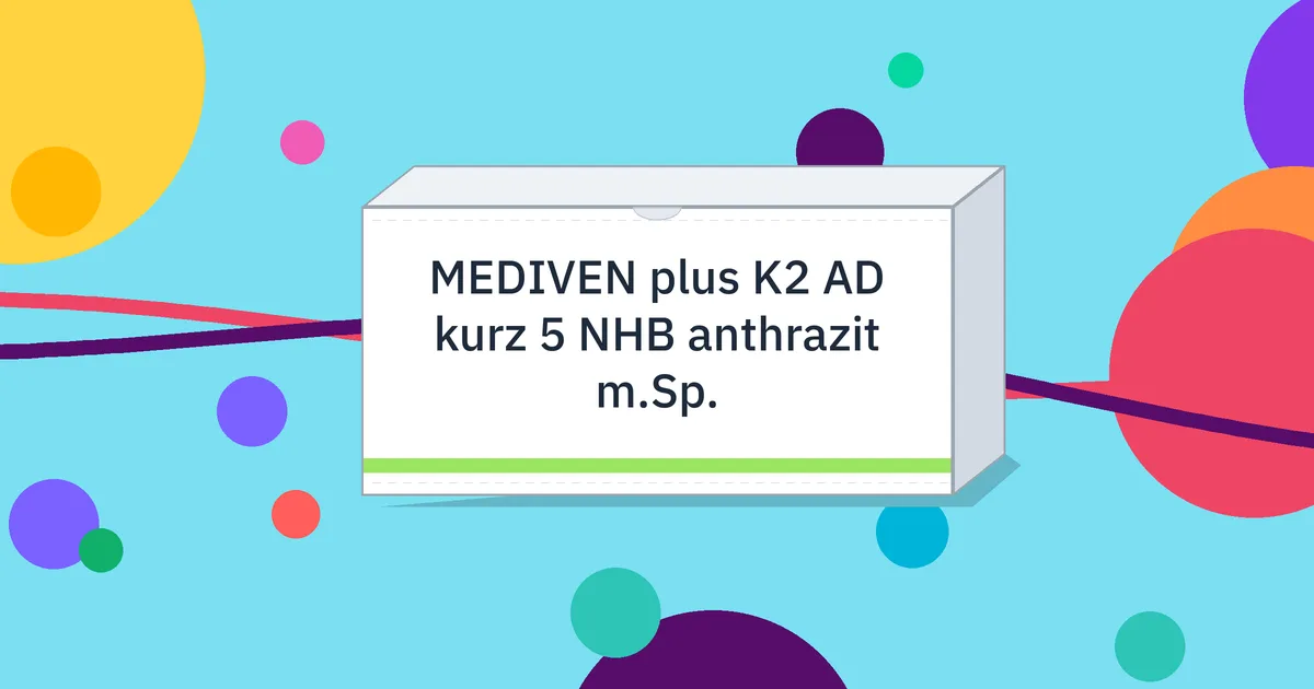 Symbolbild: Packung mit der Aufschrift MEDIVEN plus K2 AD kurz 5 NHB anthrazit m.Sp. (PZN 15924744) – Verfügbarkeit und Bezug in Apotheken in Frankfurt am Main