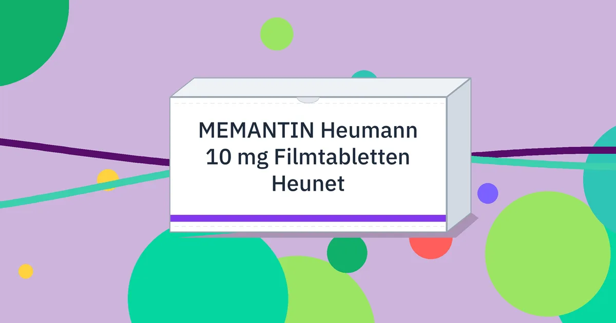 Symbolbild: Packung mit der Aufschrift MEMANTIN Heumann 10 mg Filmtabletten Heunet (PZN 16060547) – Verfügbarkeit und Bezug in Apotheken in Frankfurt am Main
