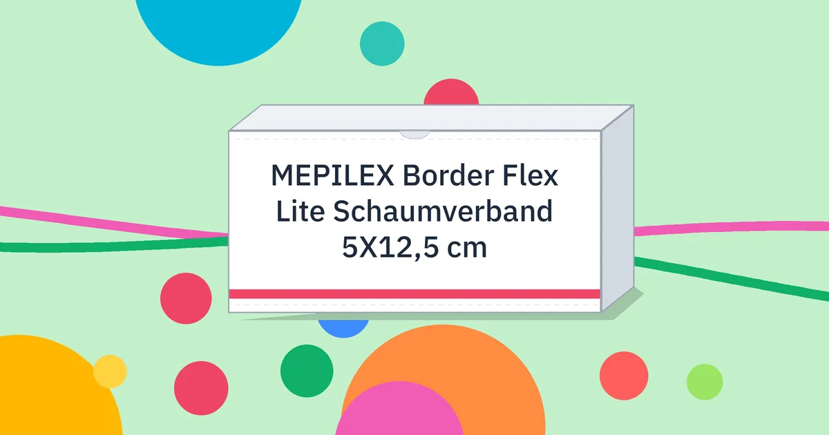 Symbolbild: Packung mit der Aufschrift MEPILEX Border Flex Lite Schaumverband 5X12,5 cm (PZN 17565924) – Verfügbarkeit und Bezug in Apotheken in Frankfurt am Main