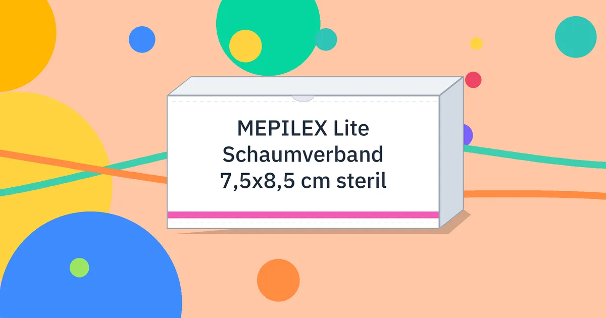 Symbolbild: Packung mit der Aufschrift MEPILEX Lite Schaumverband 7,5x8,5 cm steril (PZN 15397693) – Verfügbarkeit und Bezug in Apotheken in Frankfurt am Main