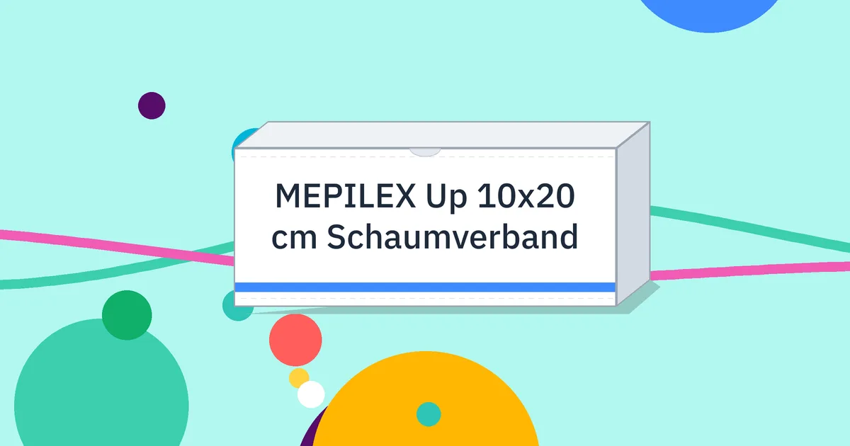 Symbolbild: Packung mit der Aufschrift MEPILEX Up 10x20 cm Schaumverband (PZN 20120232) – Verfügbarkeit und Bezug in Apotheken in Frankfurt am Main