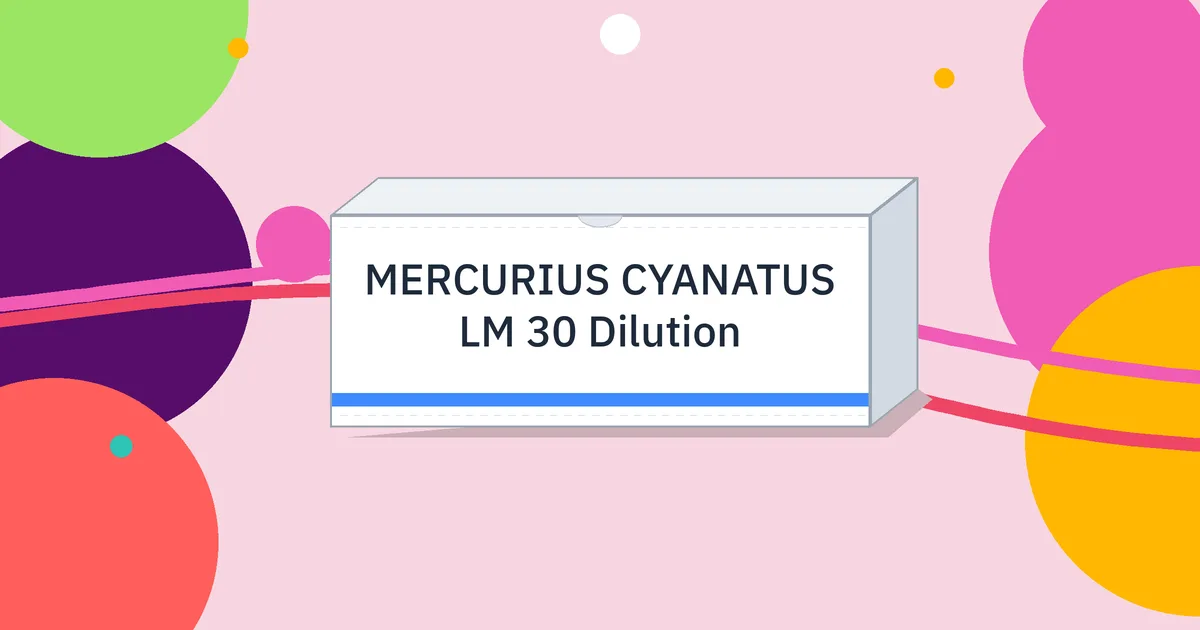 Symbolbild: Packung mit der Aufschrift MERCURIUS CYANATUS LM 30 Dilution (PZN 12951108) – Verfügbarkeit und Bezug in Apotheken in Frankfurt am Main