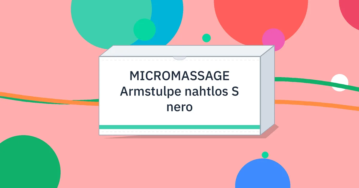 Symbolbild: Packung mit der Aufschrift MICROMASSAGE Armstulpe nahtlos S nero (PZN 16192958) – Verfügbarkeit und Bezug in Apotheken in Frankfurt am Main