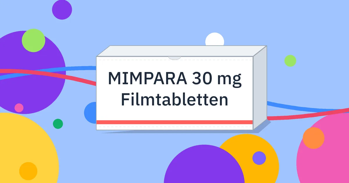Symbolbild: Packung mit der Aufschrift MIMPARA 30 mg Filmtabletten (PZN 17437014) – Verfügbarkeit und Bezug in Apotheken in Frankfurt am Main
