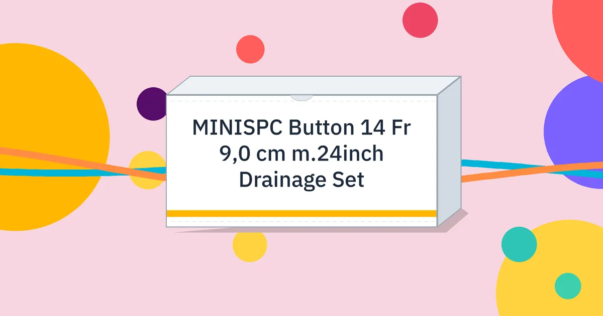 Symbolbild: Packung mit der Aufschrift MINISPC Button 14 Fr 9,0 cm m.24inch Drainage Set (PZN 20821897) – Verfügbarkeit und Bezug in Apotheken in Frankfurt am Main