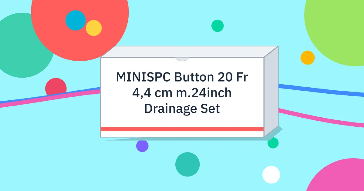 Symbolbild: Packung mit der Aufschrift MINISPC Button 20 Fr 4,4 cm m.24inch Drainage Set (PZN 20822394) – Verfügbarkeit und Bezug in Apotheken in Frankfurt am Main