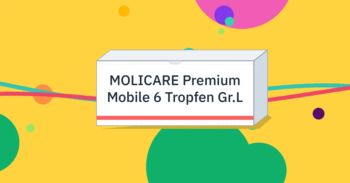 Symbolbild: Packung mit der Aufschrift MOLICARE Premium Mobile 6 Tropfen Gr.L (PZN 14442836) – Verfügbarkeit und Bezug in Apotheken in Frankfurt am Main