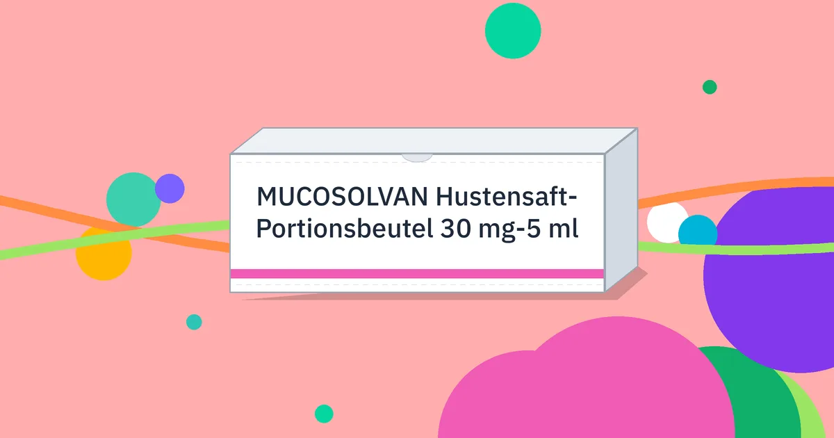 Symbolbild: Packung mit der Aufschrift MUCOSOLVAN Hustensaft-Portionsbeutel 30 mg-5 ml (PZN 15238871) – Verfügbarkeit und Bezug in Apotheken in Frankfurt am Main