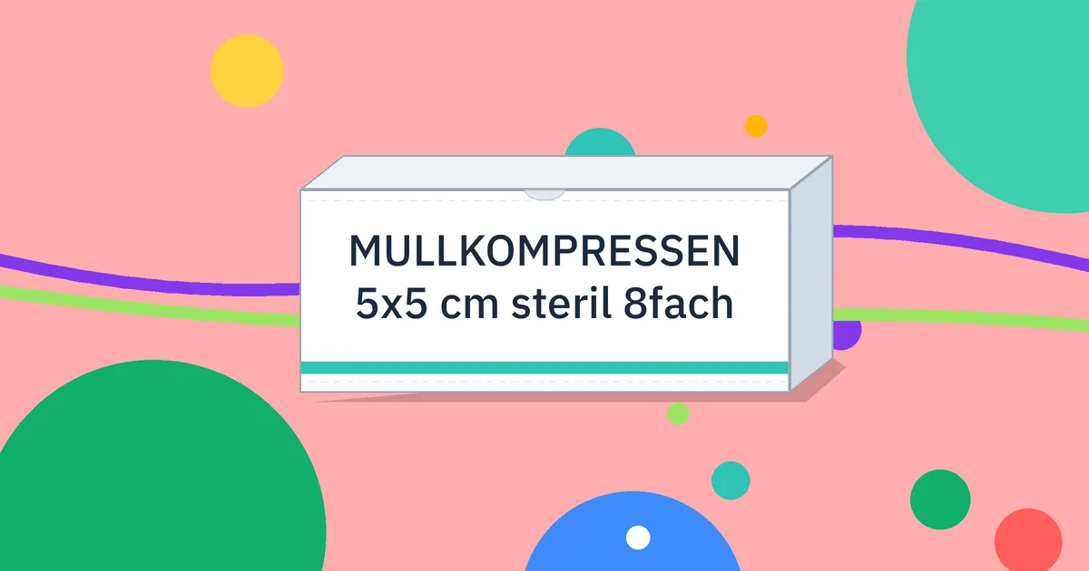 Symbolbild: Packung mit der Aufschrift MULLKOMPRESSEN 5x5 cm steril 8fach (PZN 02135738) – Verfügbarkeit und Bezug in Apotheken in Frankfurt am Main