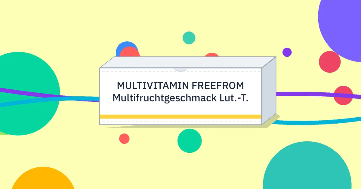 Symbolbild: Packung mit der Aufschrift MULTIVITAMIN FREEFROM Multifruchtgeschmack Lut.-T. (PZN 11239299) – Verfügbarkeit und Bezug in Apotheken in Frankfurt am Main