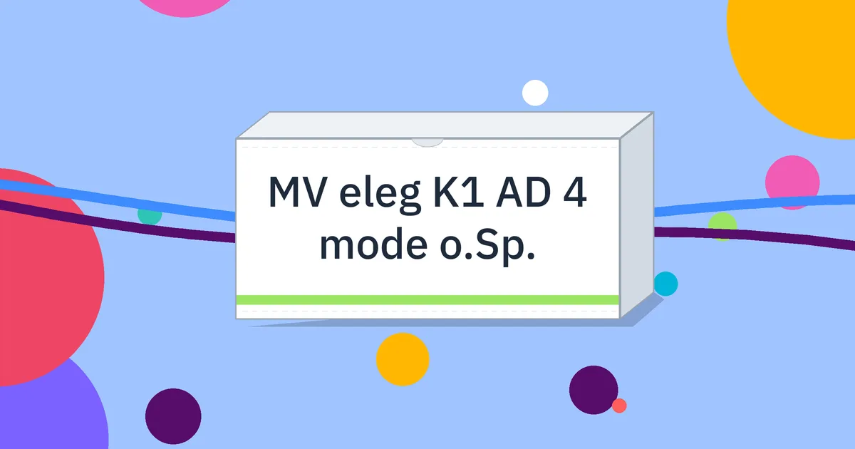 Symbolbild: Packung mit der Aufschrift MV eleg K1 AD 4 mode o.Sp. (PZN 04539374) – Verfügbarkeit und Bezug in Apotheken in Frankfurt am Main