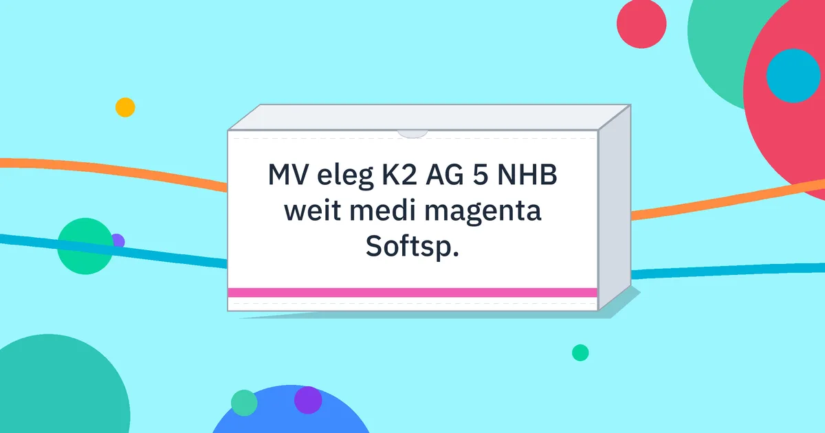 Symbolbild: Packung mit der Aufschrift MV eleg K2 AG 5 NHB weit medi magenta Softsp. (PZN 15728836) – Verfügbarkeit und Bezug in Apotheken in Frankfurt am Main