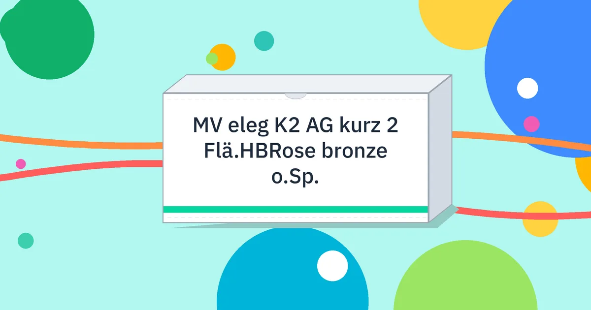 Symbolbild: Packung mit der Aufschrift MV eleg K2 AG kurz 2 Flä.HBRose bronze o.Sp. (PZN 15704250) – Verfügbarkeit und Bezug in Apotheken in Frankfurt am Main