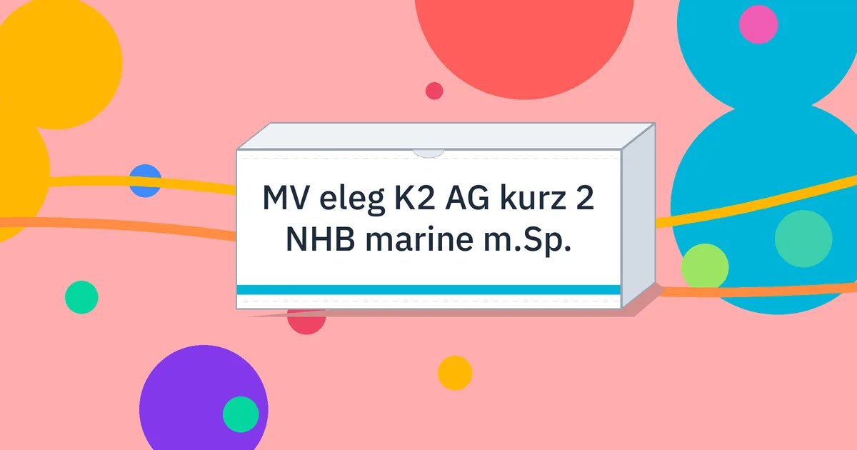 Symbolbild: Packung mit der Aufschrift MV eleg K2 AG kurz 2 NHB marine m.Sp. (PZN 15717100) – Verfügbarkeit und Bezug in Apotheken in Frankfurt am Main