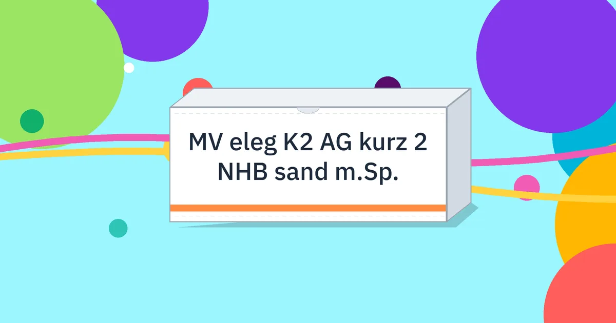 Symbolbild: Packung mit der Aufschrift MV eleg K2 AG kurz 2 NHB sand m.Sp. (PZN 18925572) – Verfügbarkeit und Bezug in Apotheken in Frankfurt am Main