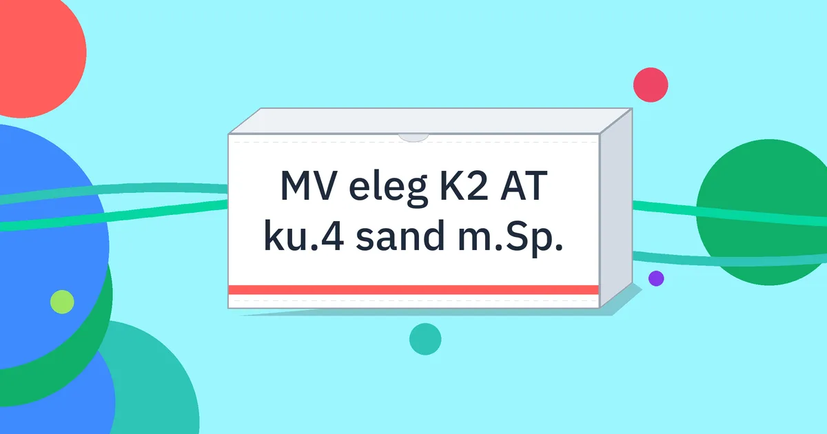 Symbolbild: Packung mit der Aufschrift MV eleg K2 AT ku.4 sand m.Sp. (PZN 18923225) – Verfügbarkeit und Bezug in Apotheken in Frankfurt am Main