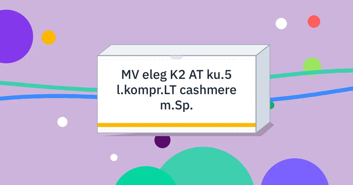 Symbolbild: Packung mit der Aufschrift MV eleg K2 AT ku.5 l.kompr.LT cashmere m.Sp. (PZN 14663193) – Verfügbarkeit und Bezug in Apotheken in Frankfurt am Main