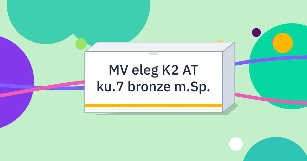 Symbolbild: Packung mit der Aufschrift MV eleg K2 AT ku.7 bronze m.Sp. (PZN 15286976) – Verfügbarkeit und Bezug in Apotheken in Frankfurt am Main