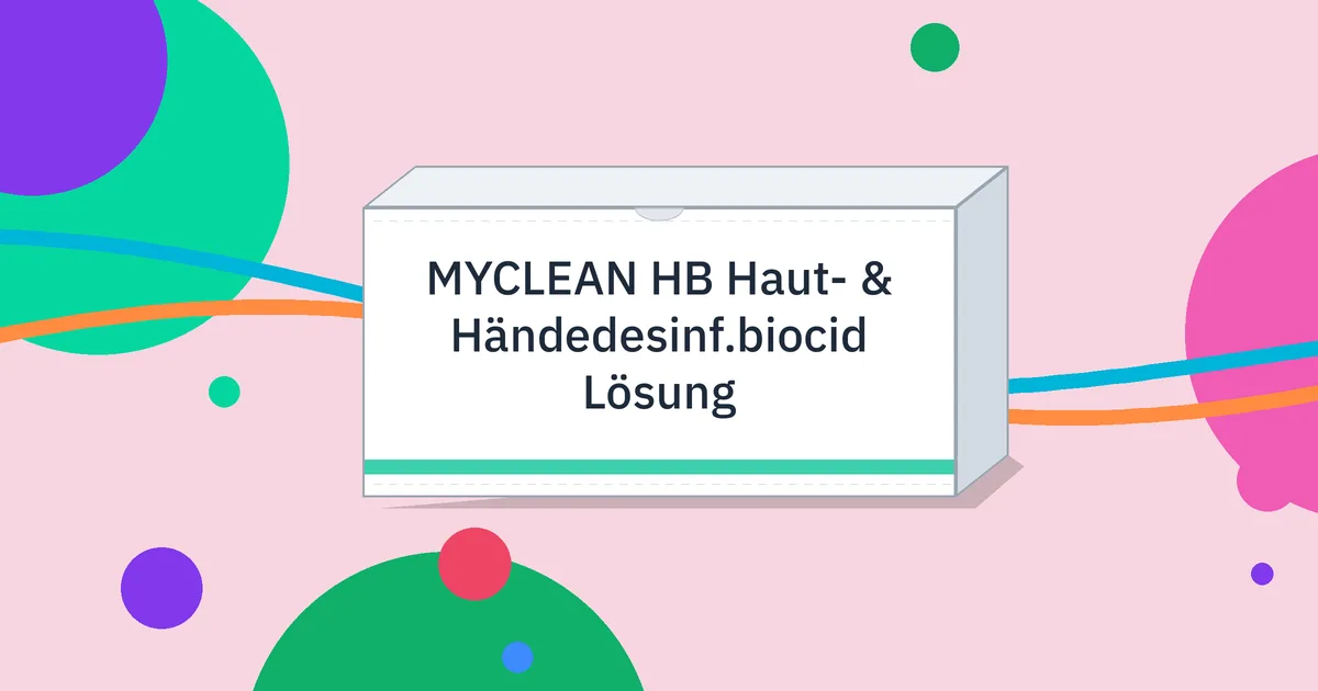Symbolbild: Packung mit der Aufschrift MYCLEAN HB Haut- & Händedesinf.biocid Lösung (PZN 20631808) – Verfügbarkeit und Bezug in Apotheken in Frankfurt am Main