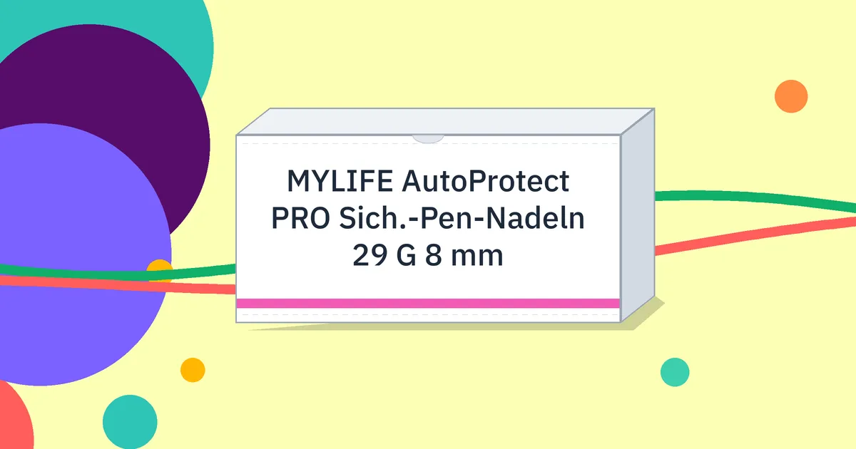 Symbolbild: Packung mit der Aufschrift MYLIFE AutoProtect PRO Sich.-Pen-Nadeln 29 G 8 mm (PZN 20543286) – Verfügbarkeit und Bezug in Apotheken in Frankfurt am Main