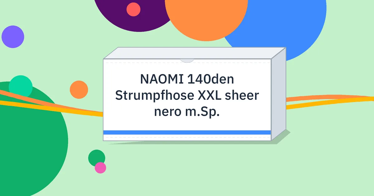 Symbolbild: Packung mit der Aufschrift NAOMI 140den Strumpfhose XXL sheer nero m.Sp. (PZN 16177953) – Verfügbarkeit und Bezug in Apotheken in Frankfurt am Main