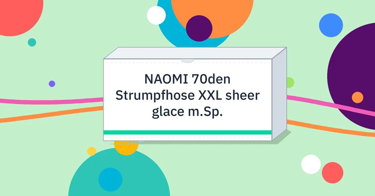 Symbolbild: Packung mit der Aufschrift NAOMI 70den Strumpfhose XXL sheer glace m.Sp. (PZN 16179892) – Verfügbarkeit und Bezug in Apotheken in Frankfurt am Main