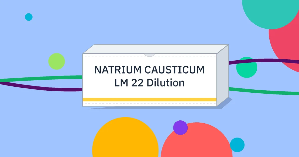 Symbolbild: Packung mit der Aufschrift NATRIUM CAUSTICUM LM 22 Dilution (PZN 12962164) – Verfügbarkeit und Bezug in Apotheken in Frankfurt am Main