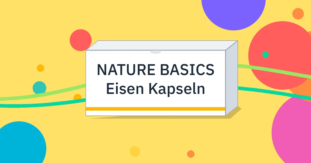 Symbolbild: Packung mit der Aufschrift NATURE BASICS Eisen Kapseln (PZN 17613706) – Verfügbarkeit und Bezug in Apotheken in Frankfurt am Main