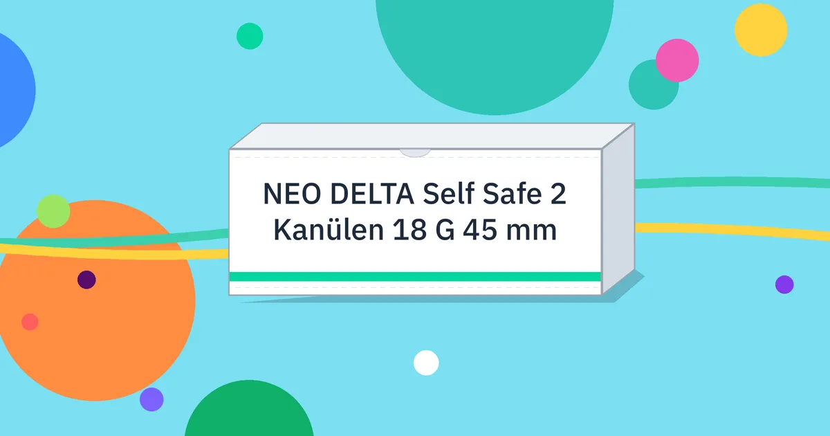 Symbolbild: Packung mit der Aufschrift NEO DELTA Self Safe 2 Kanülen 18 G 45 mm (PZN 07767124) – Verfügbarkeit und Bezug in Apotheken in Frankfurt am Main
