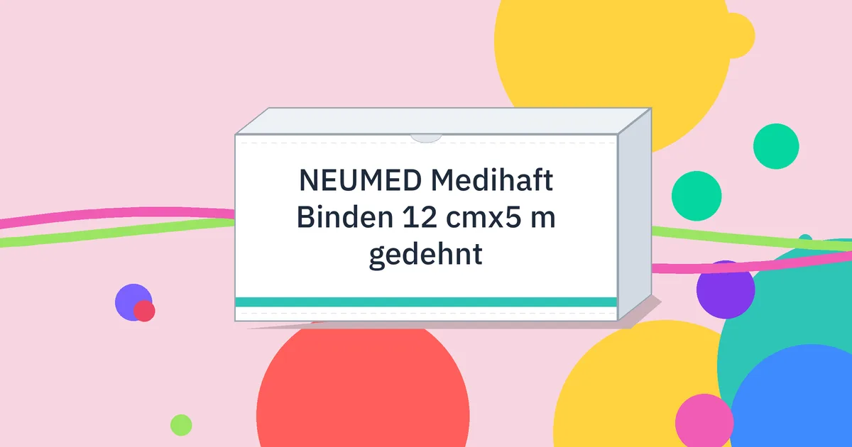 Symbolbild: Packung mit der Aufschrift NEUMED Medihaft Binden 12 cmx5 m gedehnt (PZN 04480385) – Verfügbarkeit und Bezug in Apotheken in Frankfurt am Main